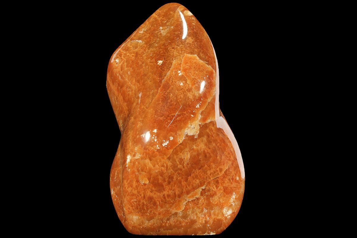 7.4" Free-Standing, Polished, Orange Calcite - Madagascar (#109636) For ...