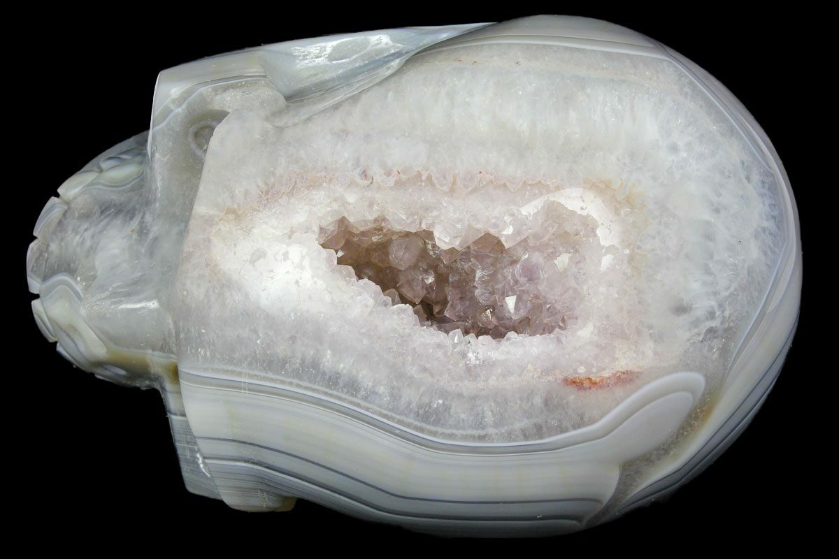 4.2" Polished Blue Agate Skull with Quartz Crystal Pocket (#148095) For ...