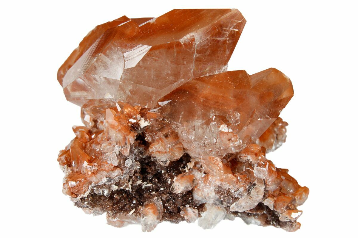 2" Calcite Crystal Cluster with Hematite Phantoms - Fluorescent ...