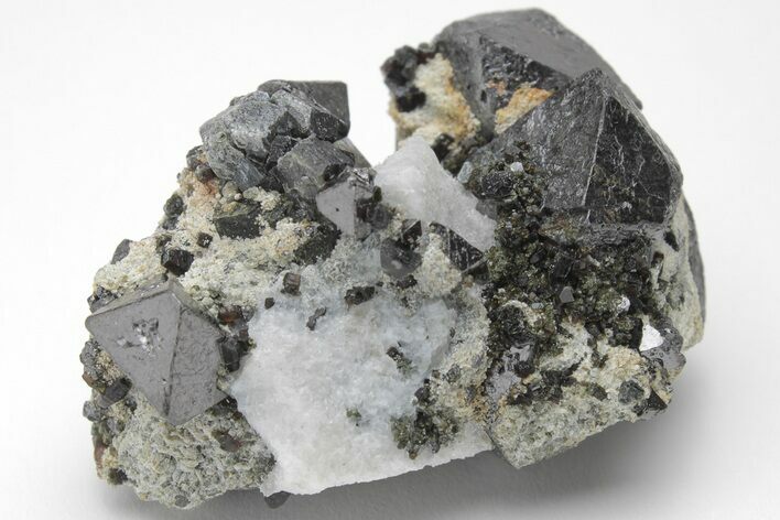 2" Octahedral Magnetite Crystals In Calcite - Russia (#209405) For Sale ...