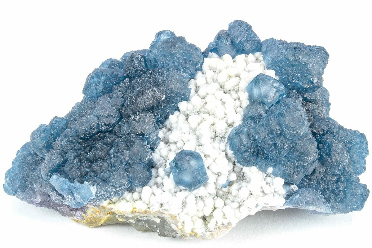 3.2" Blue, Cubic/Octahedral Fluorite Encrusted Quartz - Inner Mongolia ...