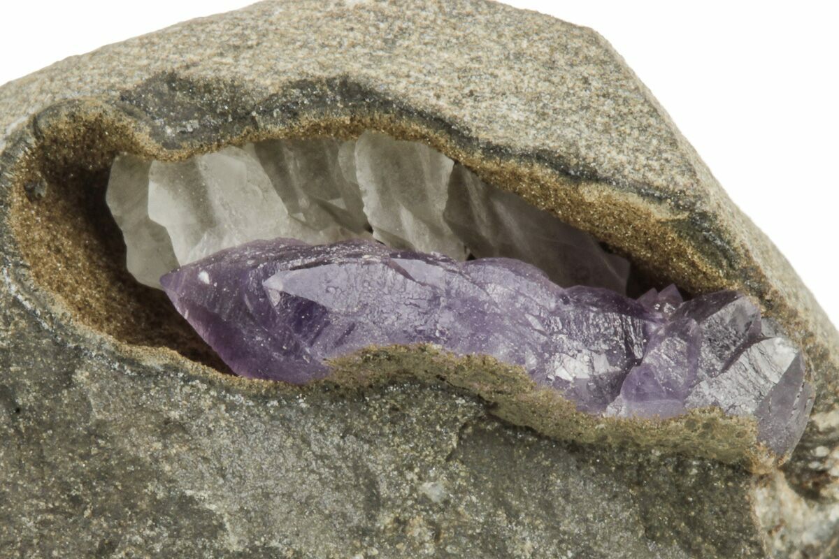 1.4" Amethyst Crystals and Chabazite in Basalt - India (#220066) For ...