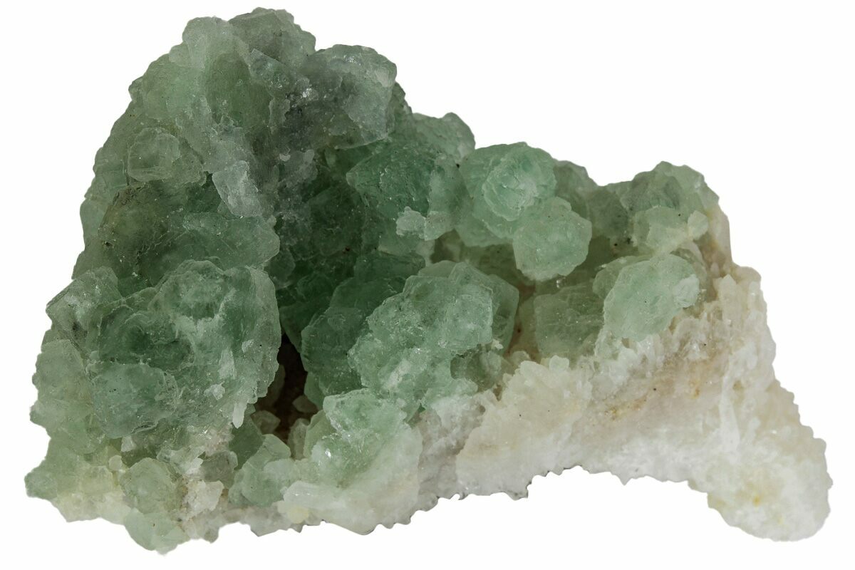 3" Green Fluorite with Manganese Inclusions on Quartz - Arizona ...