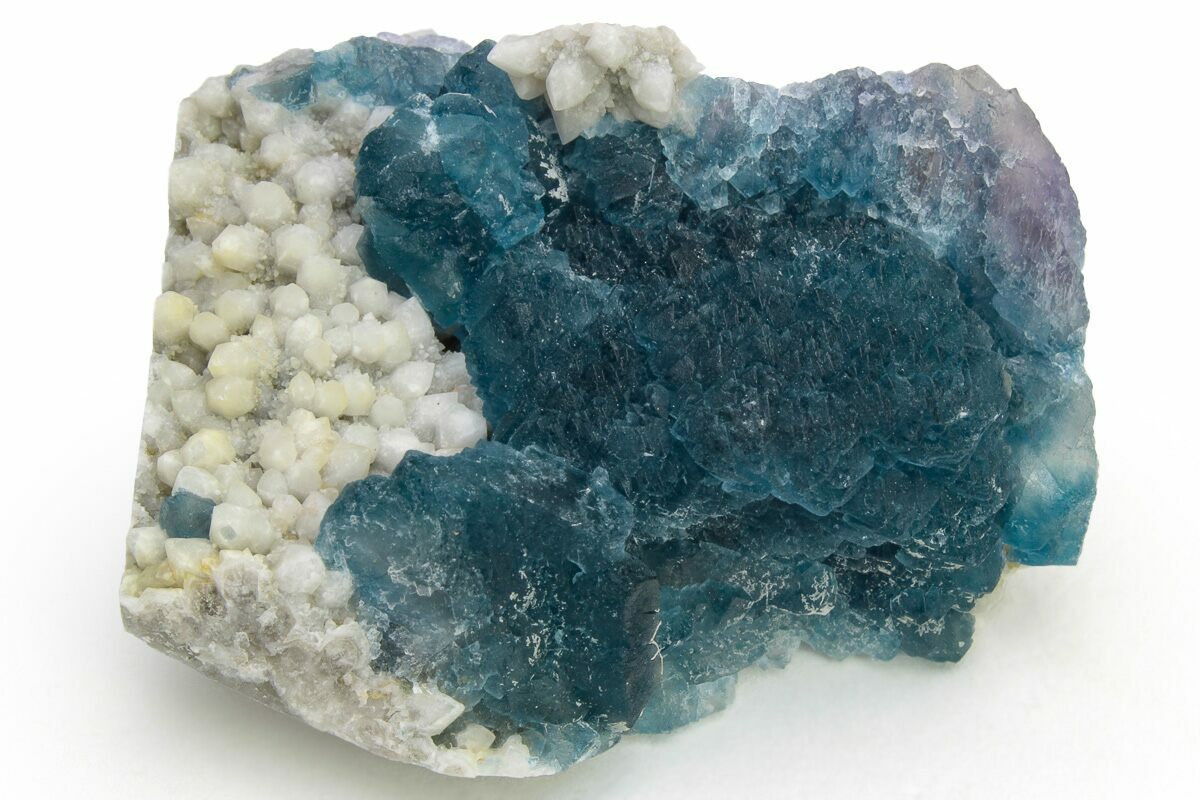 1.7" Blue, Cubic/Octahedral Fluorite Encrusted Quartz - Inner Mongolia ...