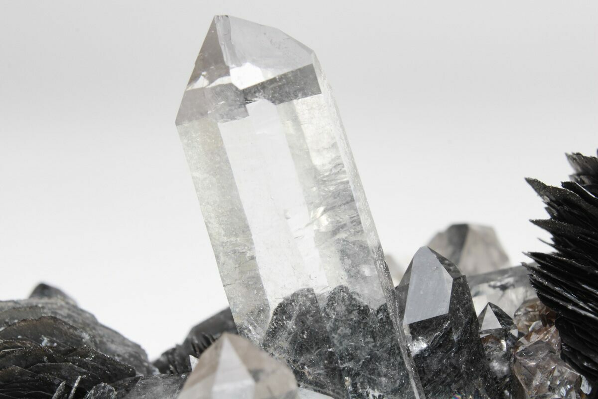 4.1" Quartz Crystals On Sparkling Bladed Hematite - Lechang Mine ...