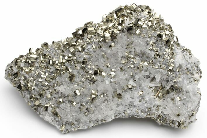 6" Gleaming, Striated Pyrite Crystals on Quartz - Peru (#231534) For ...