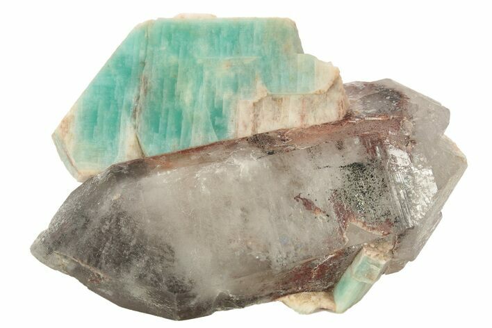 3" Amazonite Crystal On Double-Terminated Smoky Quartz - Colorado ...