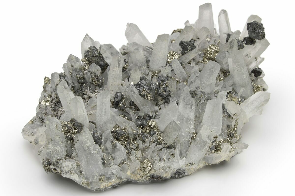 3.8" Gleaming Pyrite Crystals with Quartz Crystals - Peru (#236695) For ...