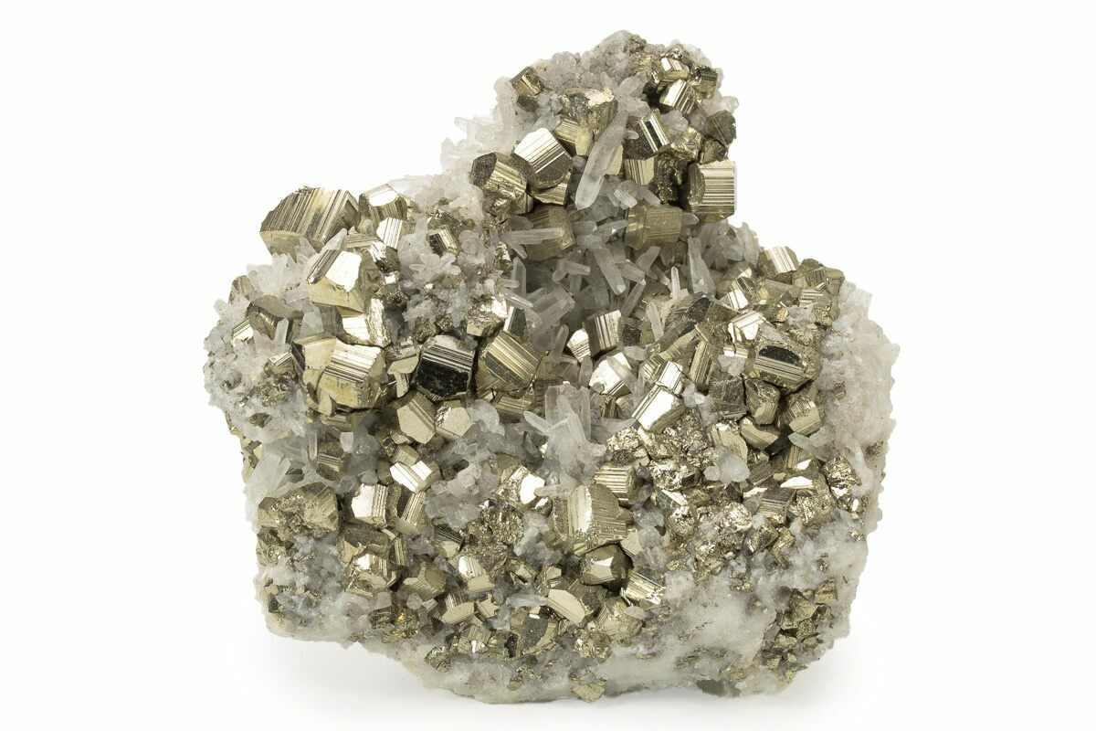 2.7" Gleaming Pyrite Crystals with Quartz Crystals - Peru (#238955) For ...