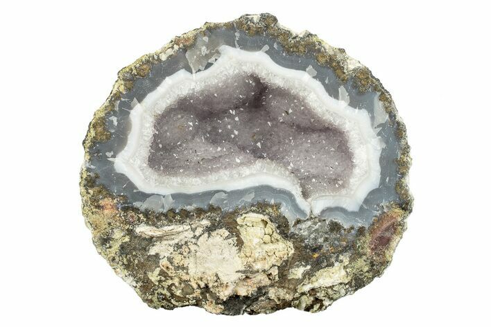 4.85" Las Choyas "Coconut" Geode Half with Agate & Amethyst - Mexico ...