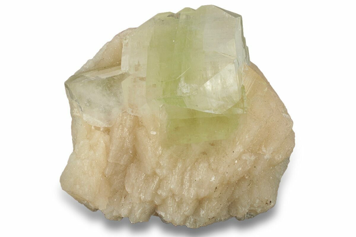3" Lustrous Zoned Apophyllite on Peach Stilbite - India (#252432) For ...