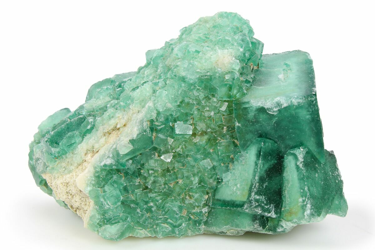 3.7" Green, Fluorescent, Cubic Fluorite Crystals - Madagascar (#253581 ...