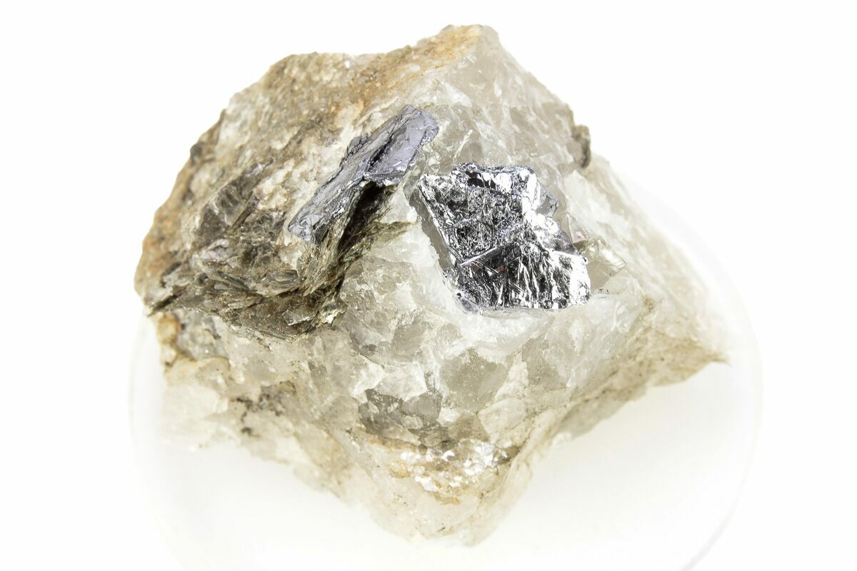 1.8" Gleaming Molybdenite in Quartz - La Corne, Canada (#260833) For ...