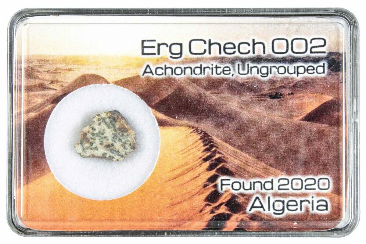 .39" Windowed Erg Chech 002 Meteorite (0.62 g)- Oldest Known Meteorite ...
