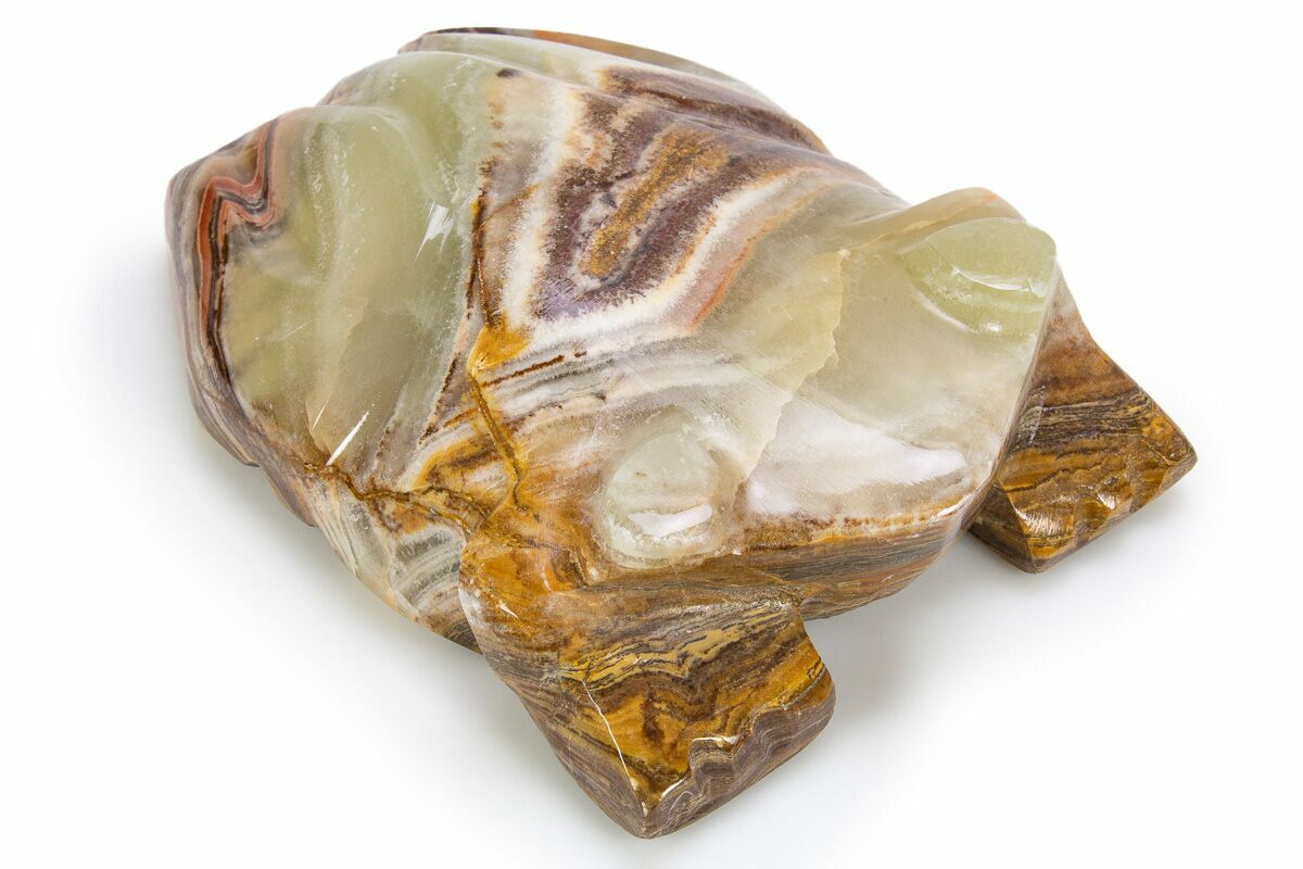 4.2" Carved Green Banded Calcite Frog - Pakistan (#301424) For Sale ...