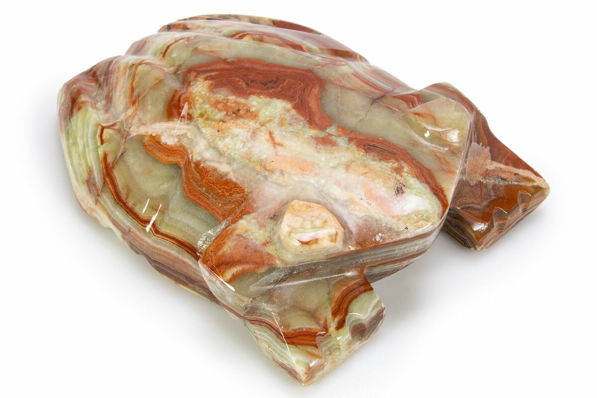 4.1" Carved Green Banded Calcite Frog - Pakistan (#301426) For Sale ...