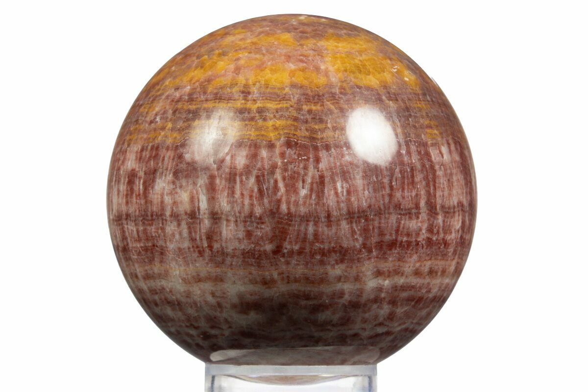 2.7" Polished Banded Red-Orange Calcite Sphere - China (#319455) For ...