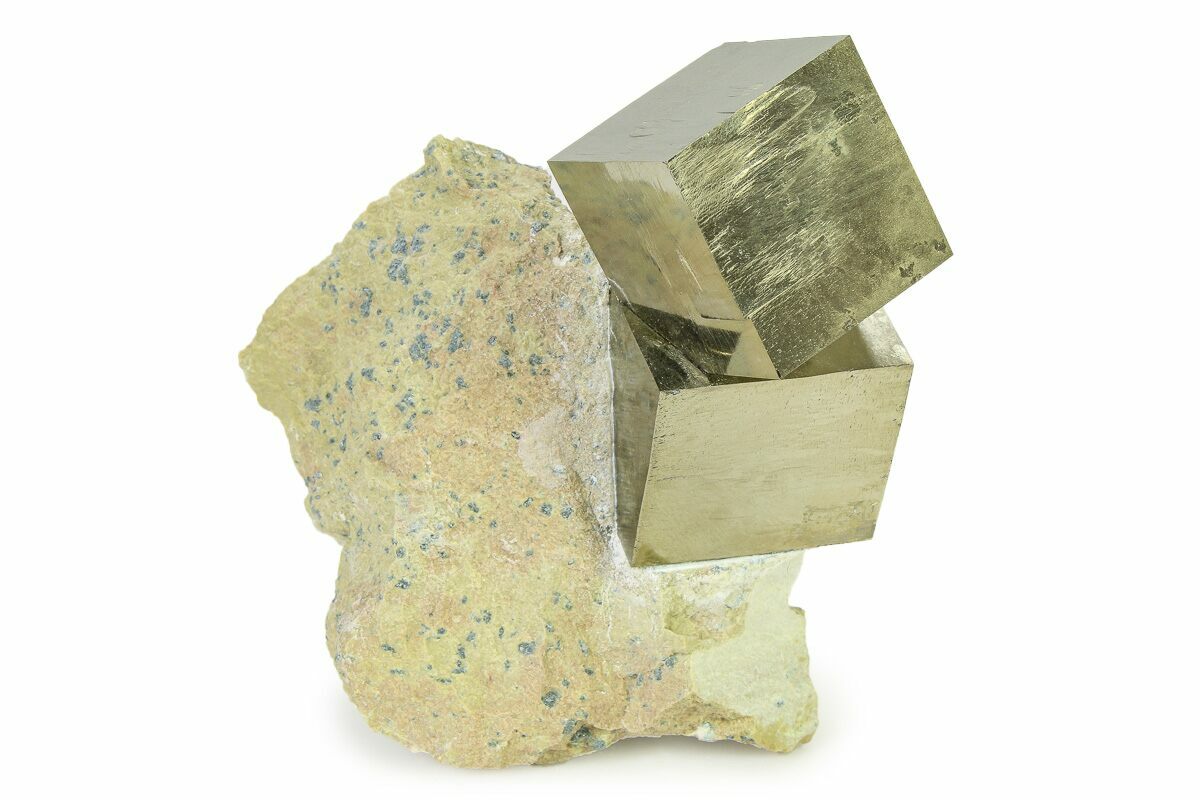 Two Shiny Natural Pyrite Cube In Rock - Navajun, Spain (#325101) For ...