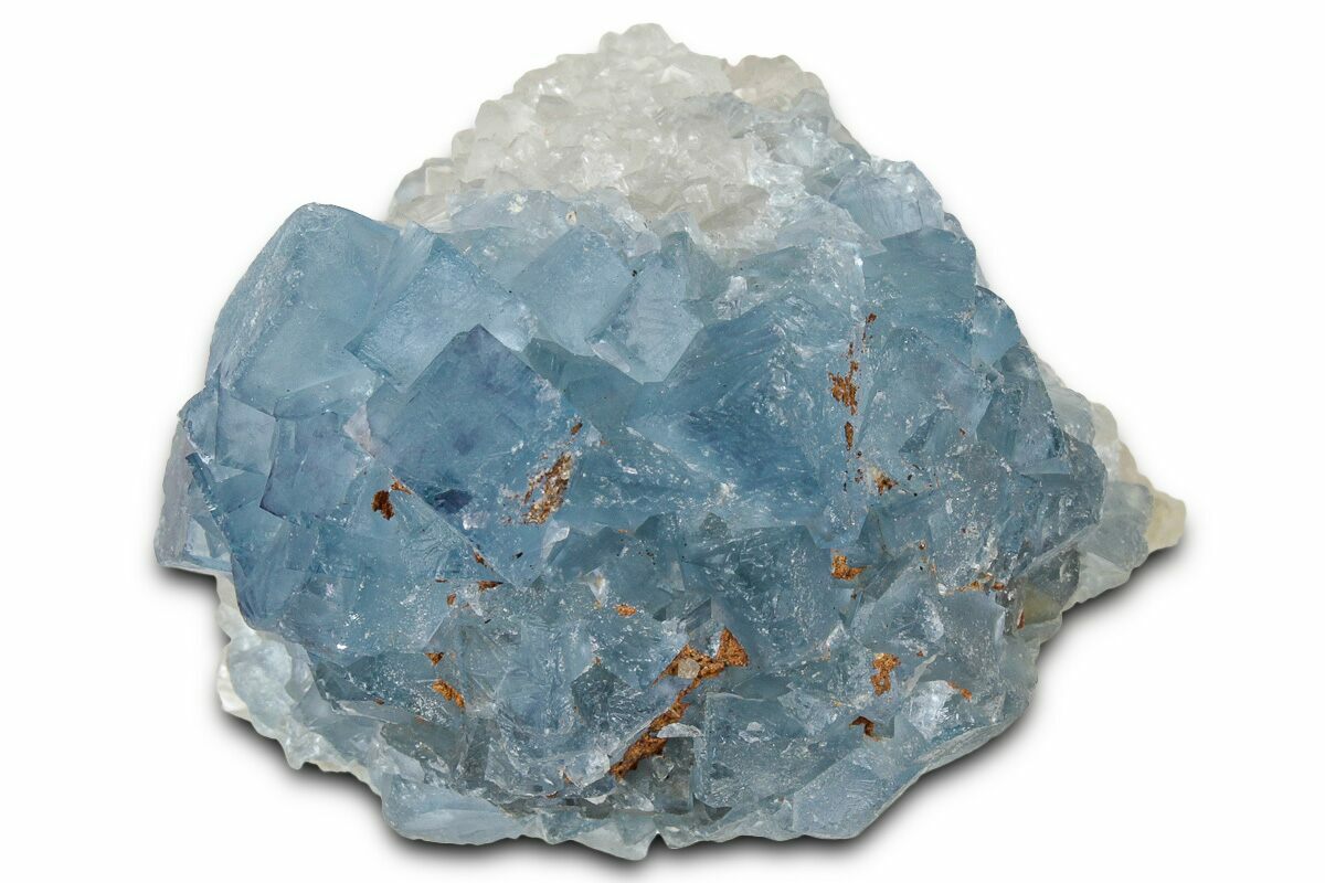 1.6" Blue Cubic Fluorite Crystals on Quartz - New Mexico (#326159) For ...