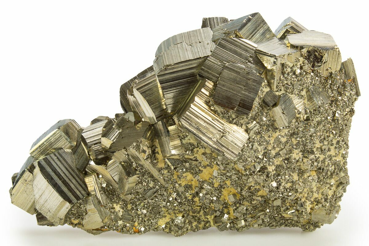 3.9" Gleaming Striated Cubic Pyrite Cluster - Peru (#329316) For Sale ...