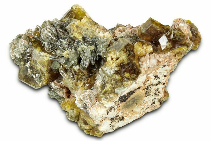 2" Yellow Andradite-Grossular Garnet Cluster with Clinochlore - Mali ...